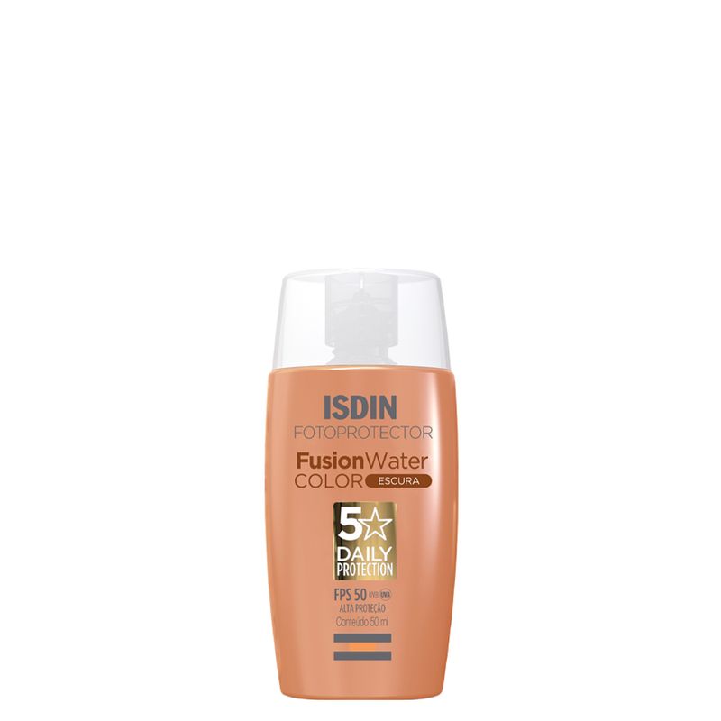 Protetor Solar Facial com Cor Isdin Fusion Water 5 Stars Color FPS 50 Escura 50 ml - Amobeleza